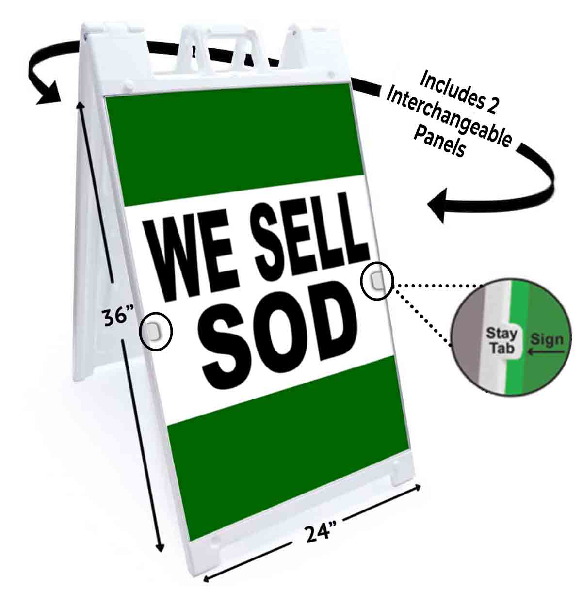 WE SELL SOD Signicade 24x36 Aframe Sidewalk Decal Sign Banner LAWN YARD ...