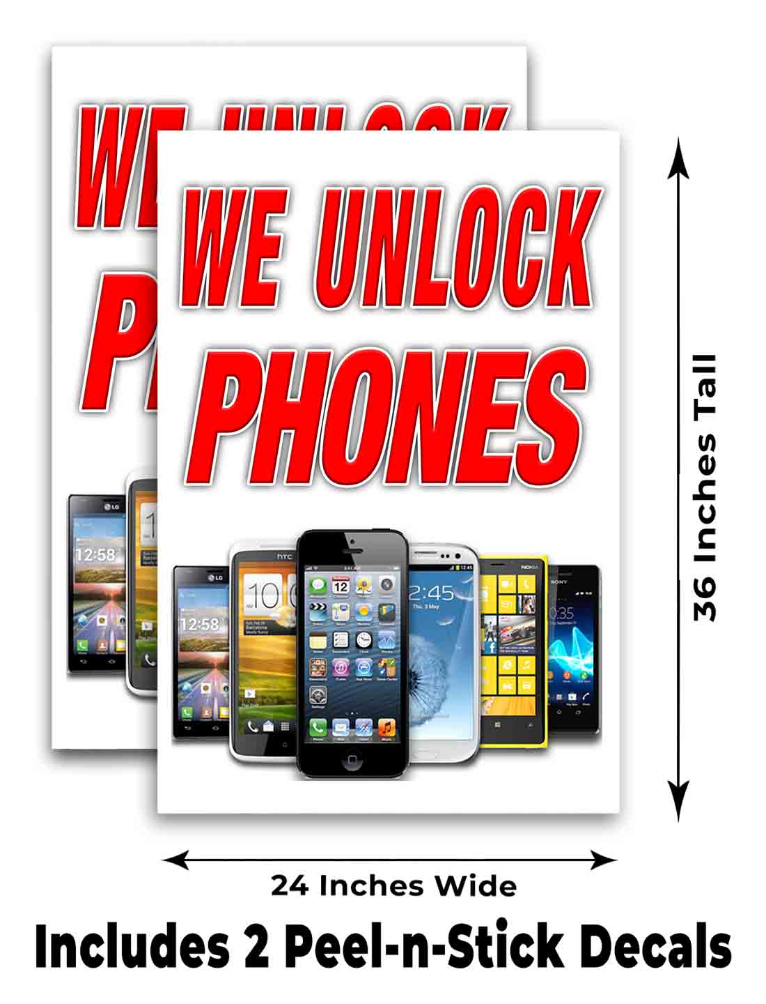 WE UNLOCK PHONES Signicade 24x36 Aframe Sidewalk Sign Banner Decal CELL ...