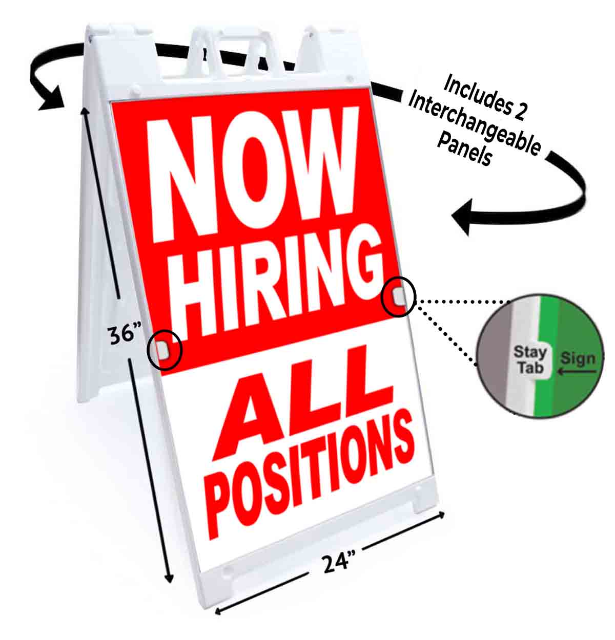 NOW HIRING ALL POSITIONS Signicade 24x36 Aframe Sidewalk Sign Banner ...
