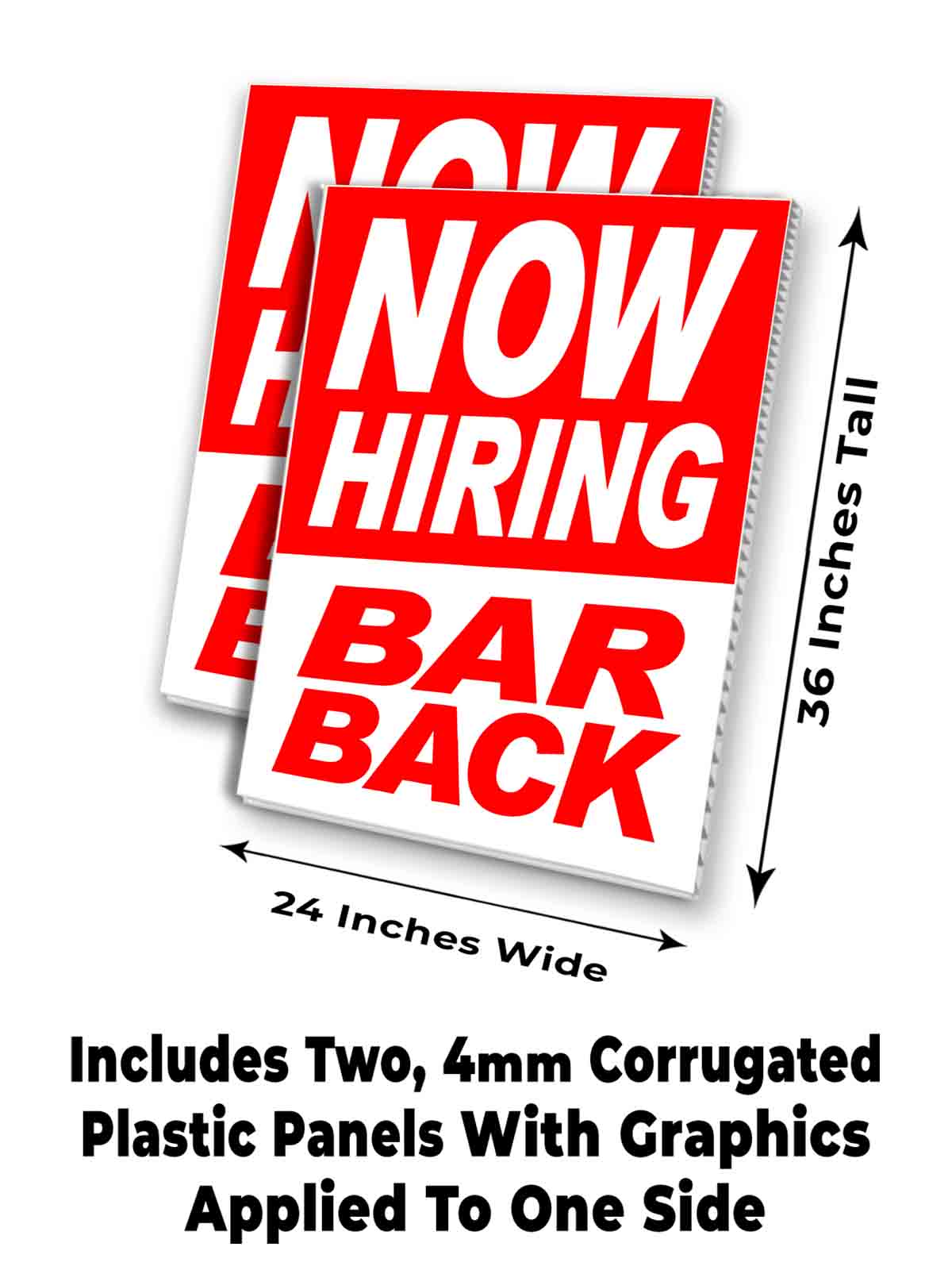 NOW HIRING BAR BACK Signicade 24x36 Aframe Sidewalk Sign Banner Decal ...