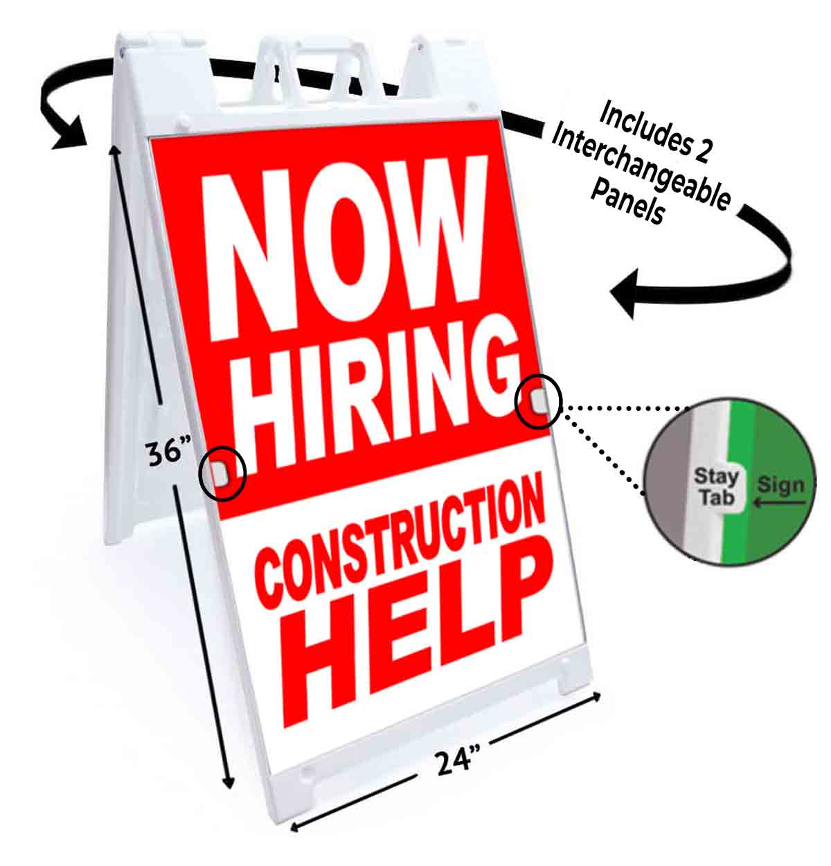 NOW HIRING CONSTRUCTION HELP Signicade 24x36 Aframe Sidewalk Sign ...
