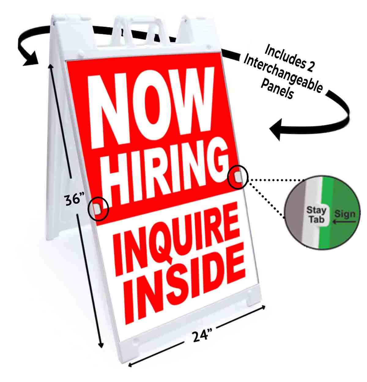 NOW HIRING INQUIRE INSIDE Signicade 24x36 Aframe Sidewalk Sign Banner ...